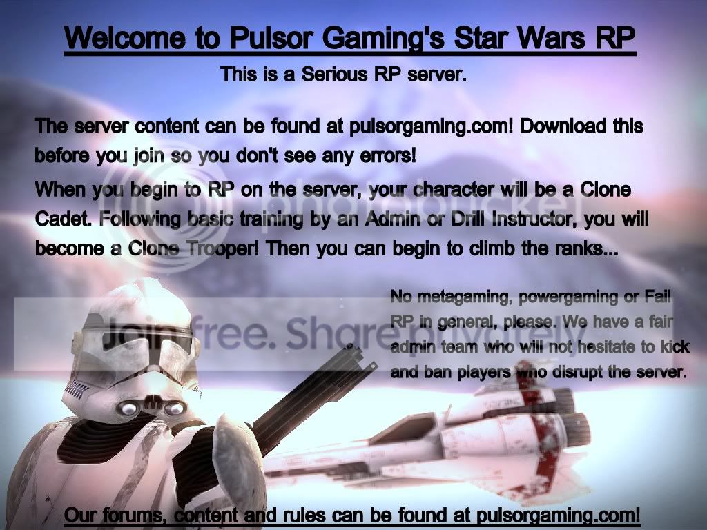 I just made a loading screen for a Star Wars server I administrate, any ...